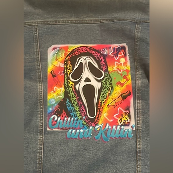 Jackets & Coats | Xl Jean Jacket With Ghostface Design | Poshmark